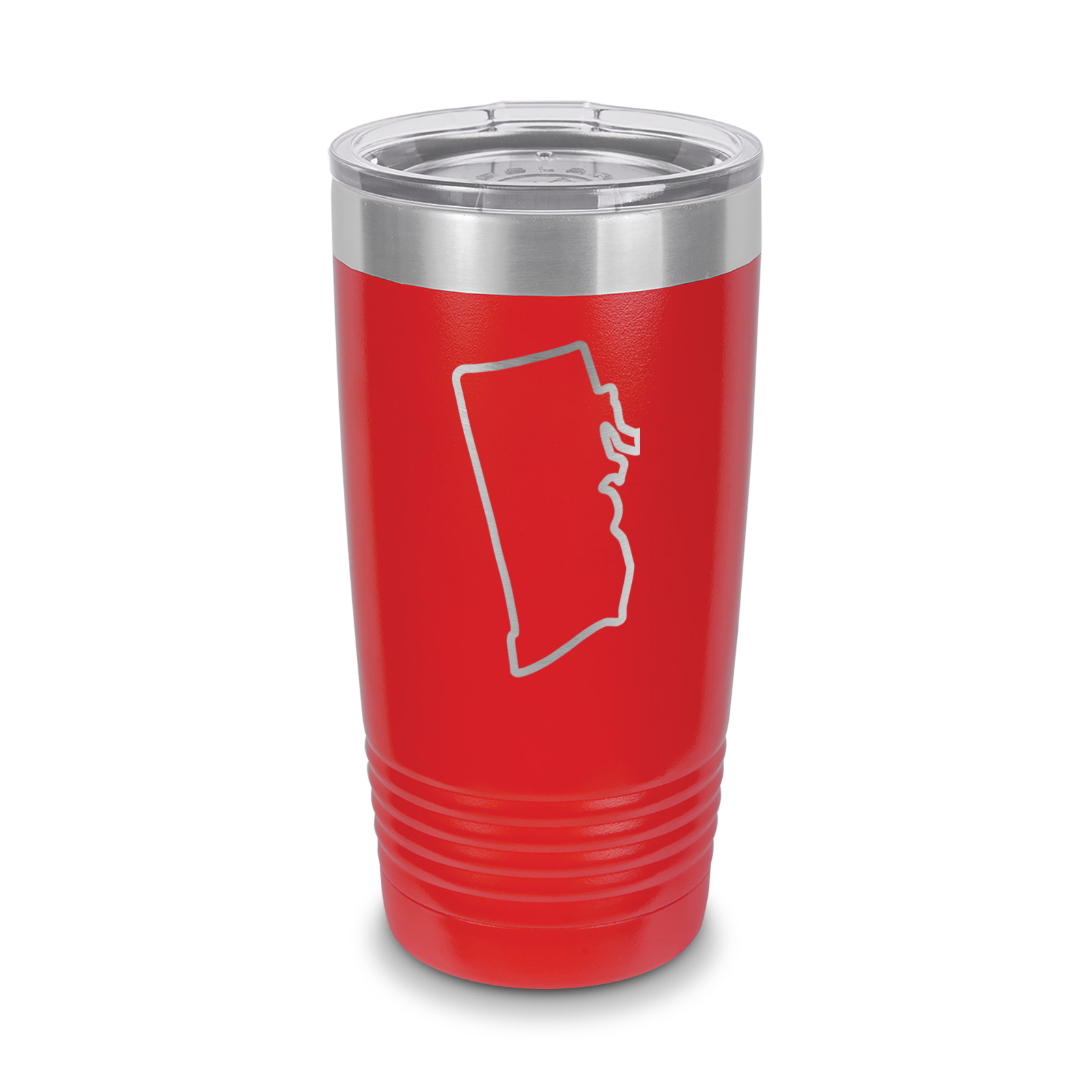 Rhode Island Outline Tumbler 20 oz - Laser Engraved w/ Clear Lid ...