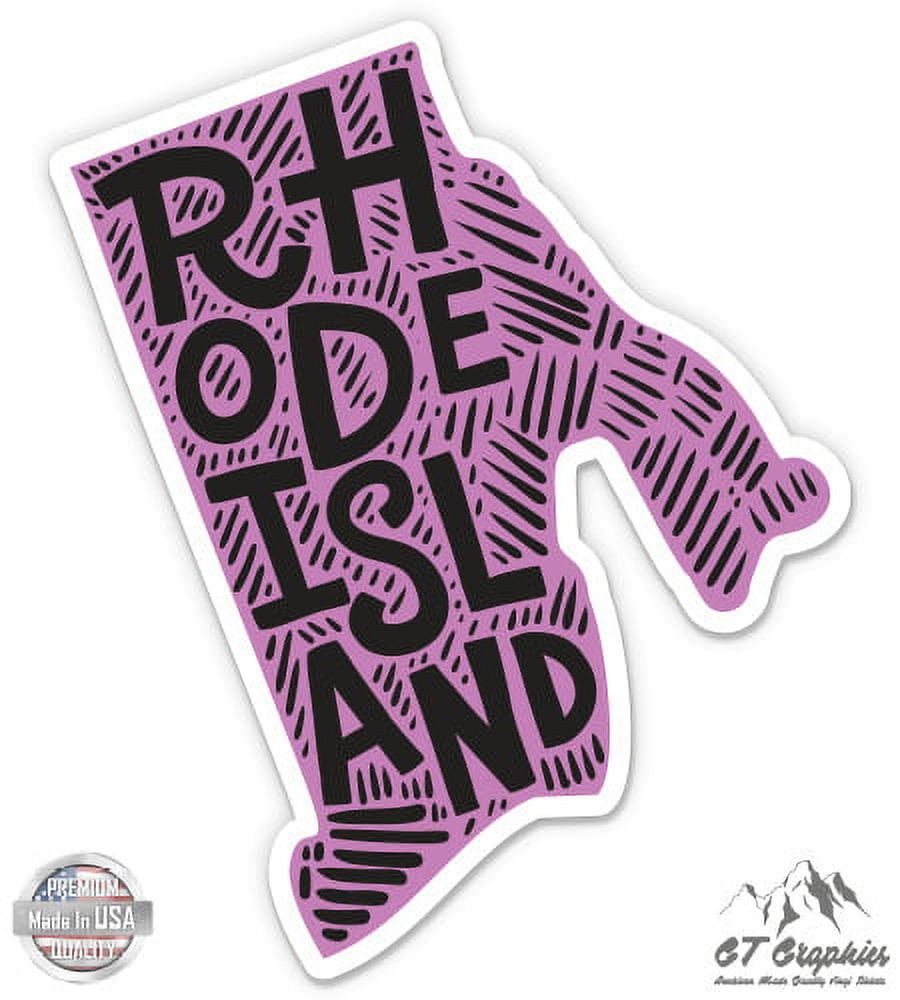 Rhode Island Shape Cute Letters Native Local - 8" Vinyl Sticker - For ...