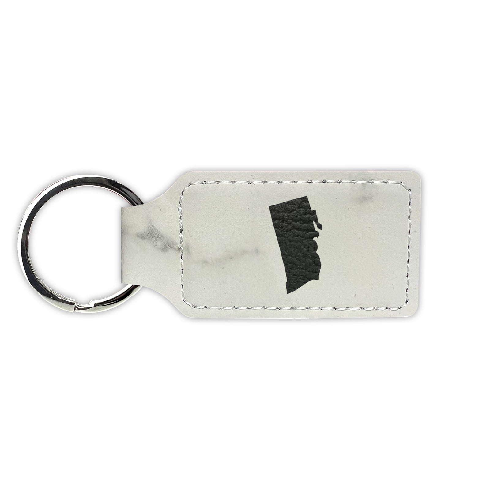 Rhode Island Shaped Keychain Leatherette Rectangle - Laser Engraved ...