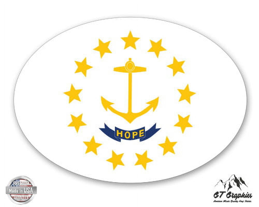 Rhode Island State Flag Oval - 12" Vinyl Sticker Waterproof Decal ...