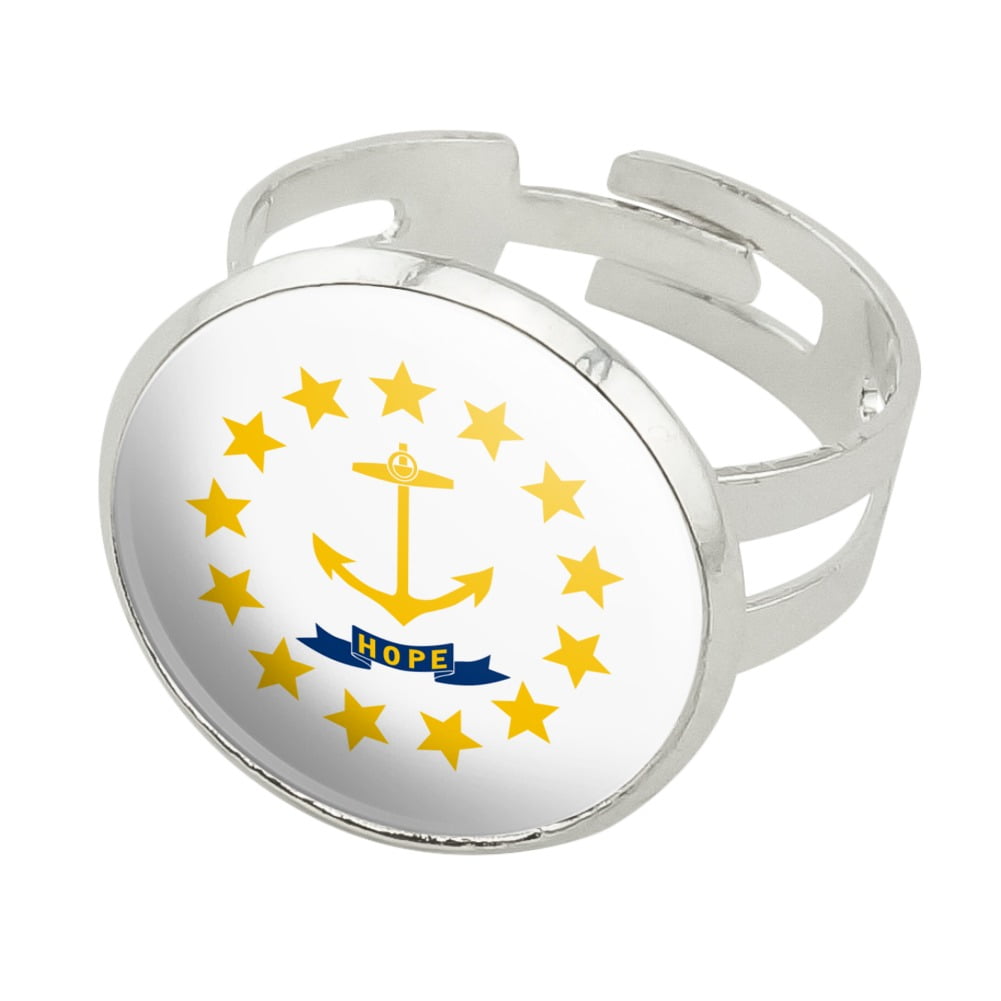 Rhode Island State Flag Silver Plated Adjustable Novelty Ring - Walmart.com