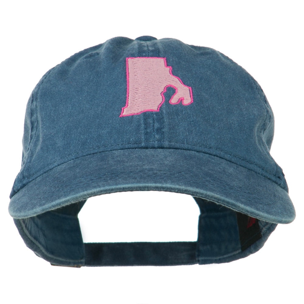 Rhode Island State Map Embroidered Washed Cotton Cap - Navy OSFM ...