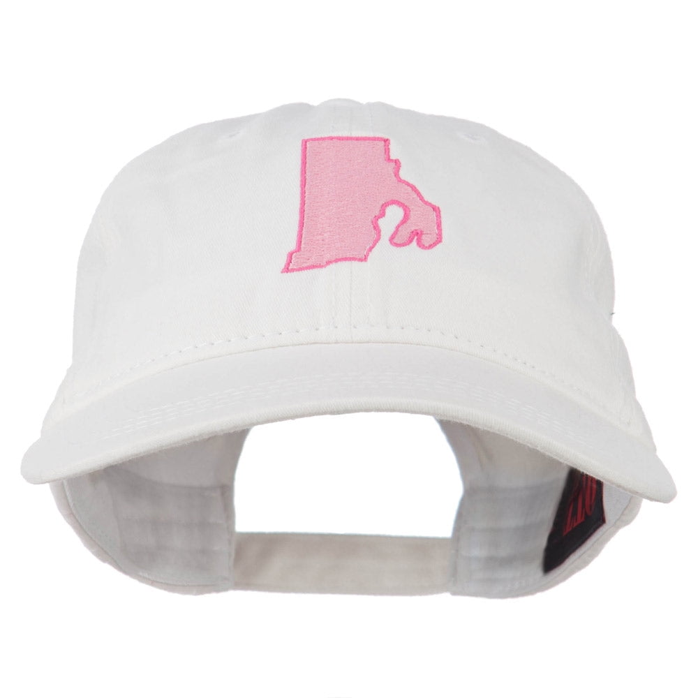 Rhode Island State Map Embroidered Washed Cotton Cap - White OSFM ...