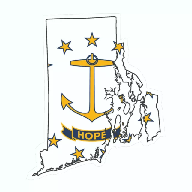 Rhode Island State Map Outline With Flag Sticker, Vacation Sticker ...