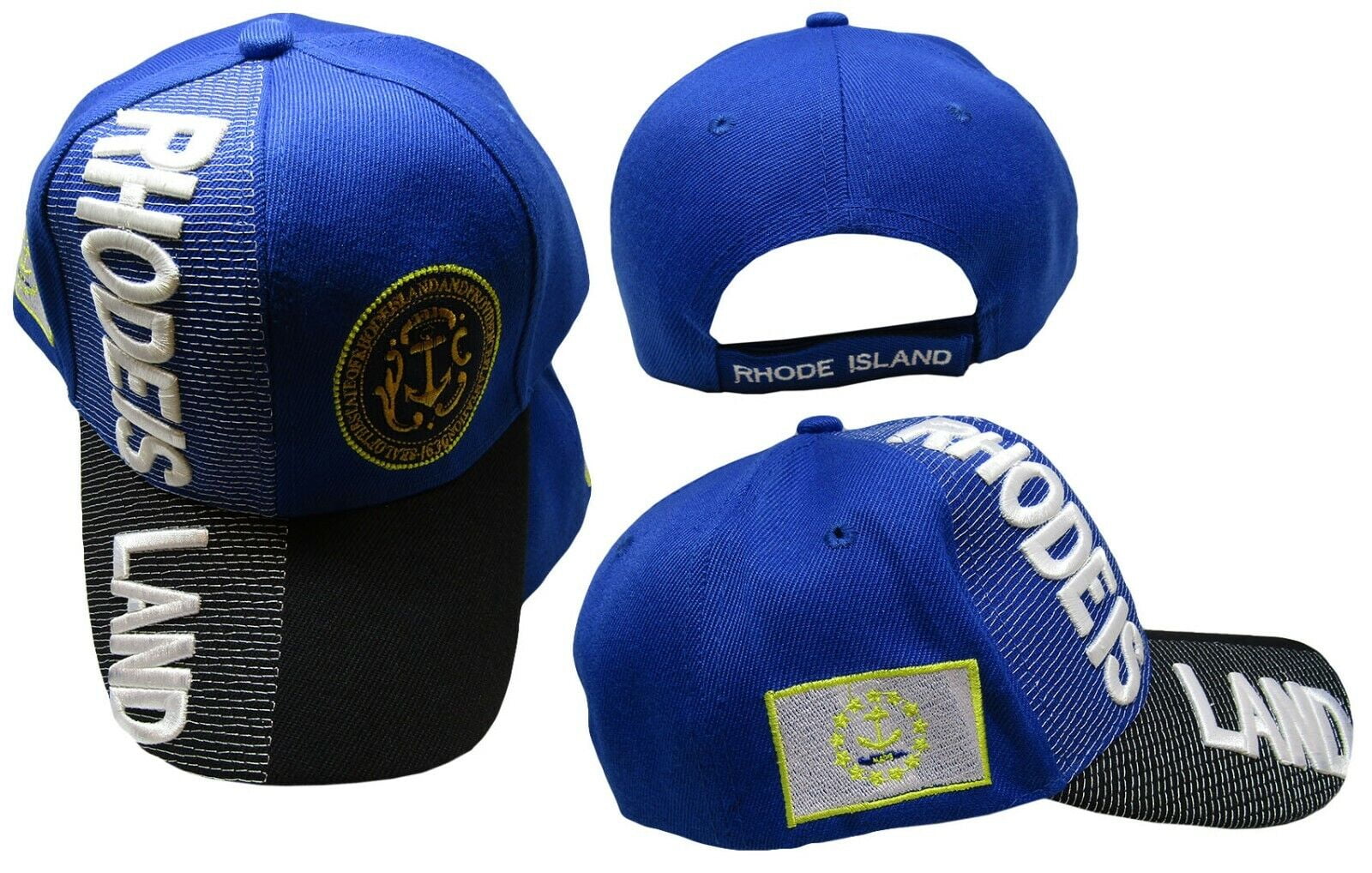 Rhode Island State Royal Blue Black White Letter Patch Side Embroidered ...