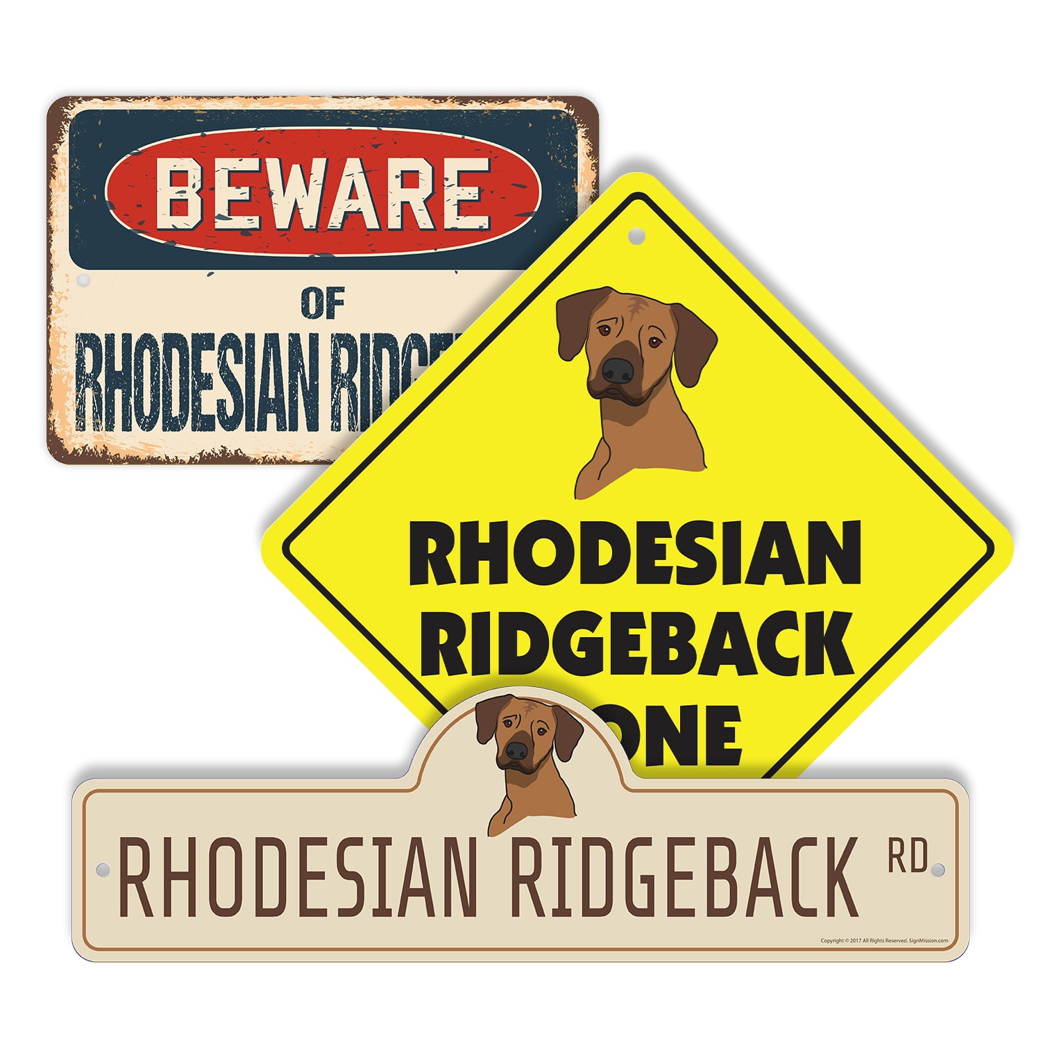 Rhodesian Ridgeback (3 Pack) Large Plastic Street Sign Crossing Sign ...