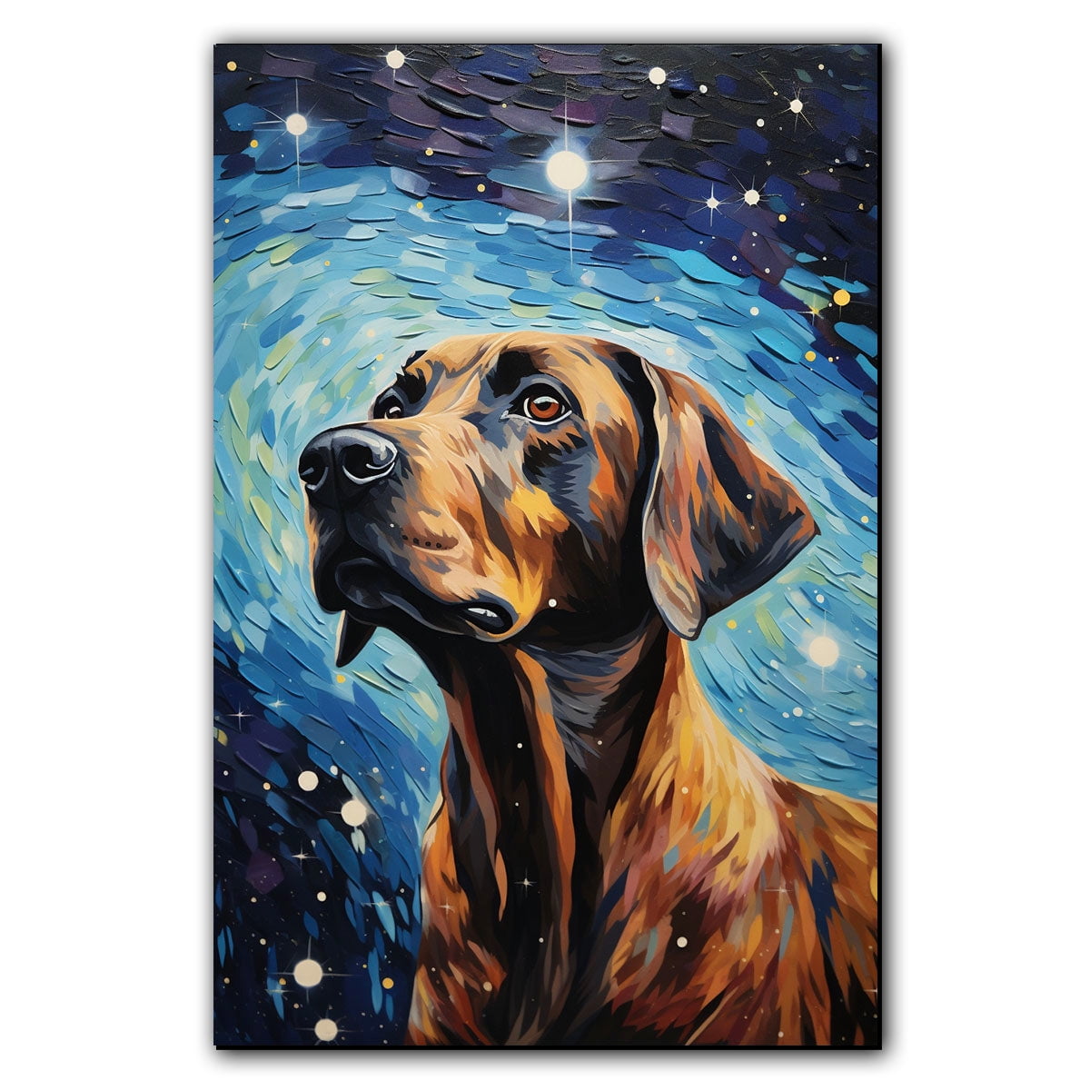 Rhodesian Ridgeback Art Starry Night Canvas Print of Van Gogh Oil ...