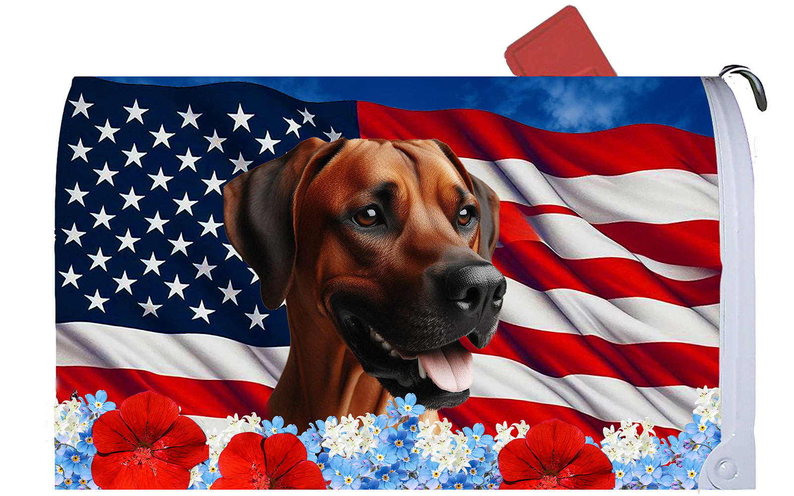 Rhodesian Ridgeback - Best of Breed Summer Flowers Dog Breed Mail Box ...