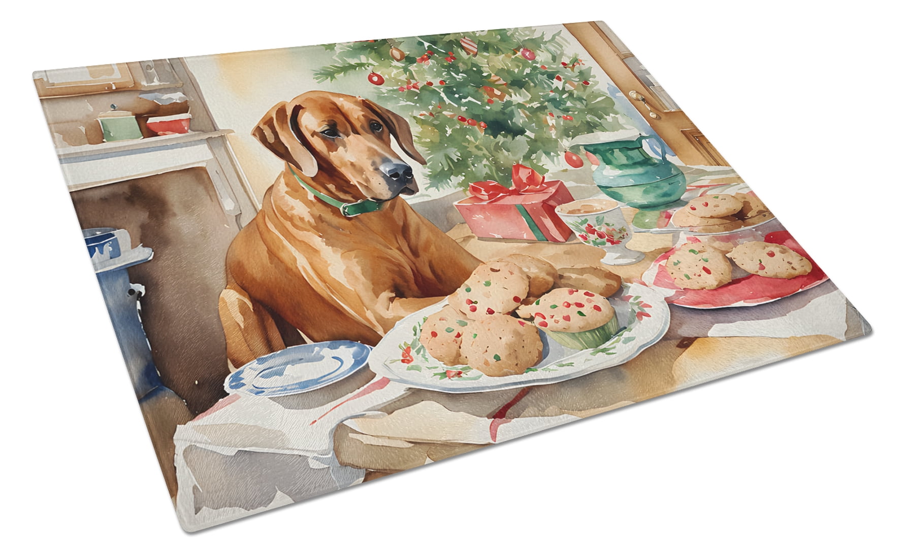 Rhodesian Ridgeback Christmas Cookies Glass Cutting Board 12 in x 15 in ...