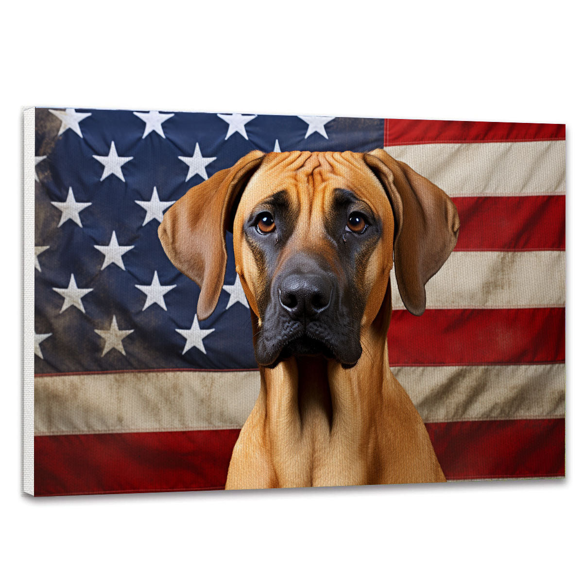 Rhodesian Ridgeback Dog American Flag Canvas Poster Wall Art Dog ...