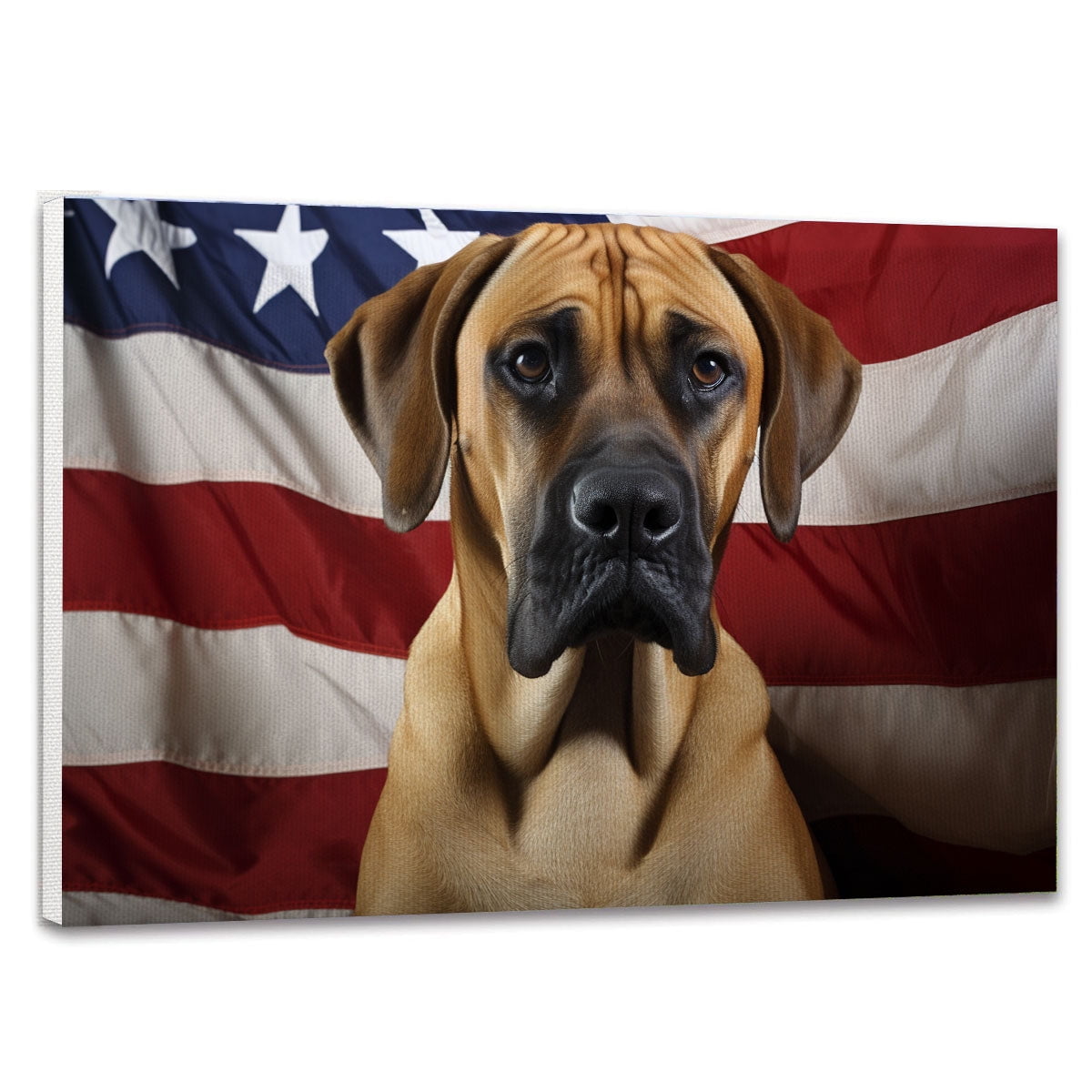 Rhodesian Ridgeback Dog Canvas with American Flag Canvas Wall Art Dog ...