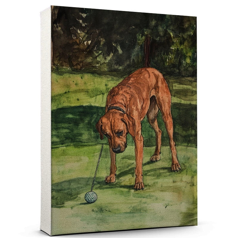 Rhodesian Ridgeback Dog Canvas Canvas – Golf Theme Dog Art for Wall ...