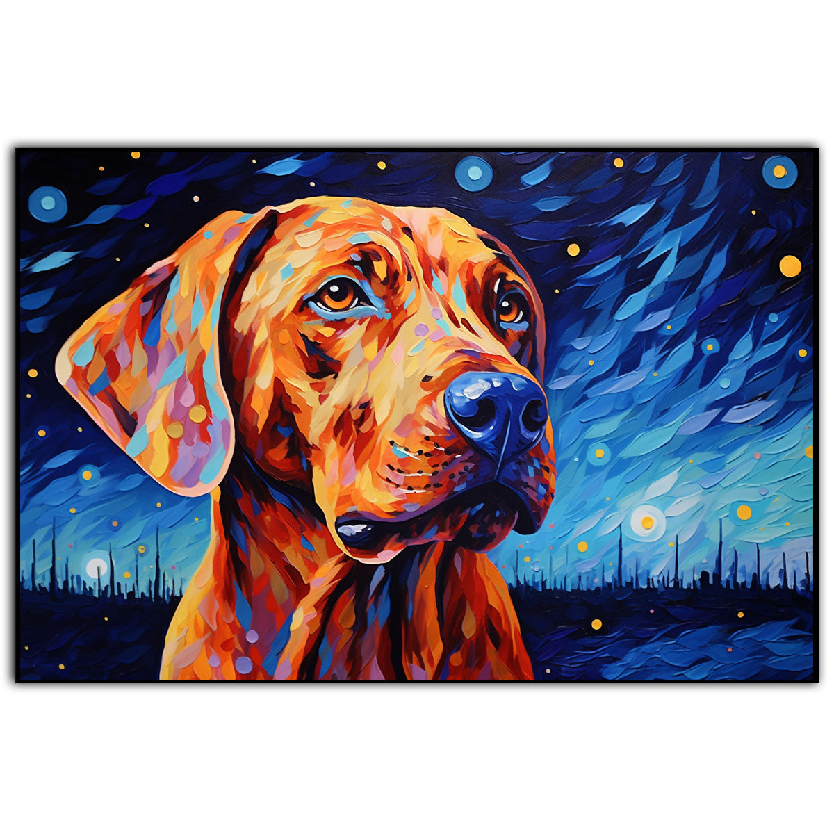 Rhodesian Ridgeback Dog Canvas Prints of Starry Night Paintings ...