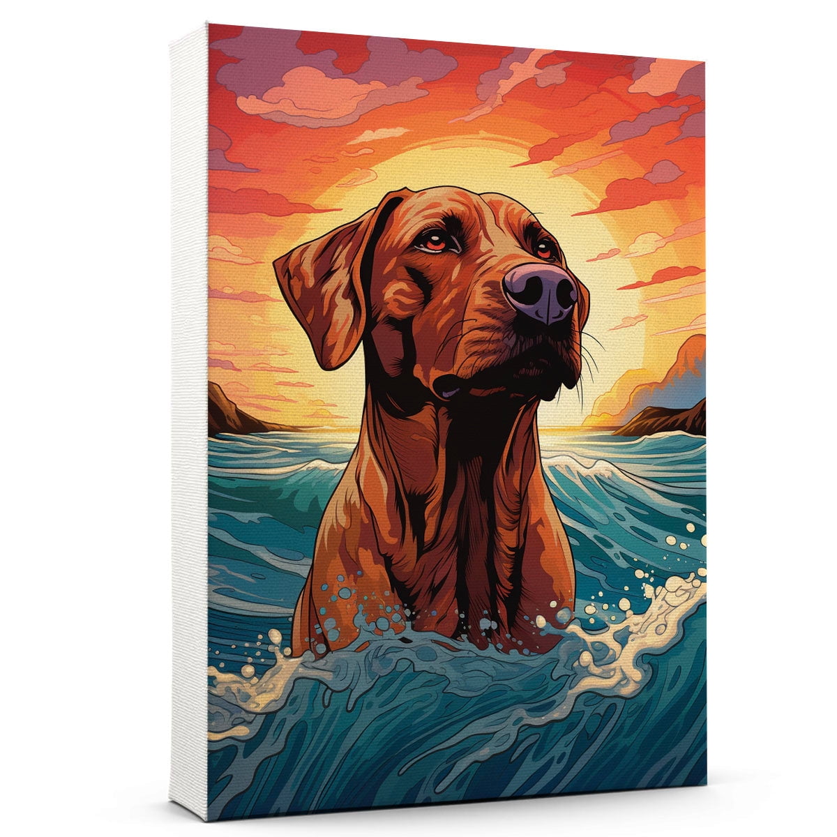 Rhodesian Ridgeback Dog With Great Wave Japanese Wall Art poster ...