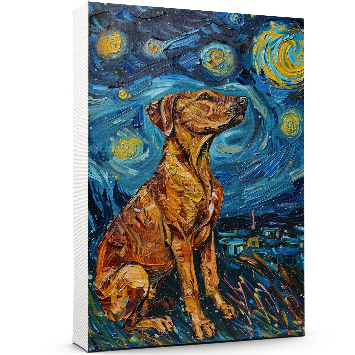Rhodesian Ridgeback Dog Starry Night Canvas Wall Art Prints, Dog Art ...