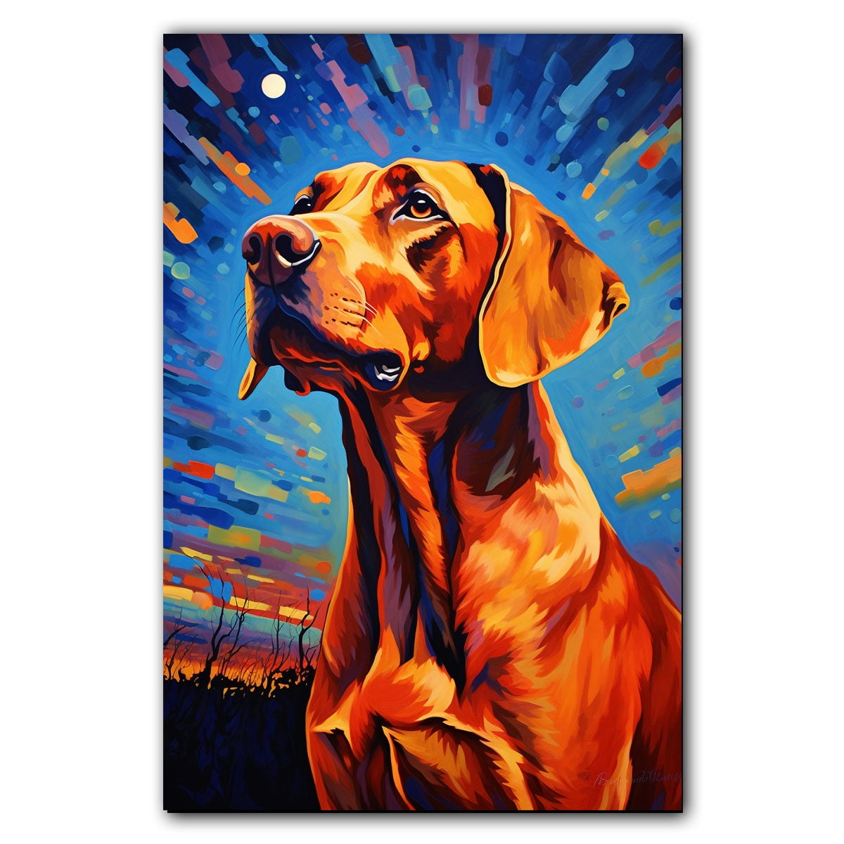 Rhodesian Ridgeback Dog Unframed Starry Night Van Gogh Inspired Dog Pet ...