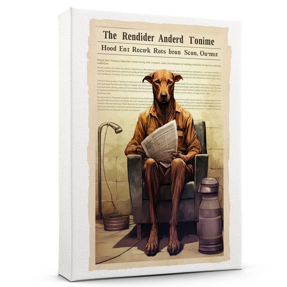 Rhodesian Ridgeback Gift Wall Art, Cute Dog Sitting on The Toilet ...