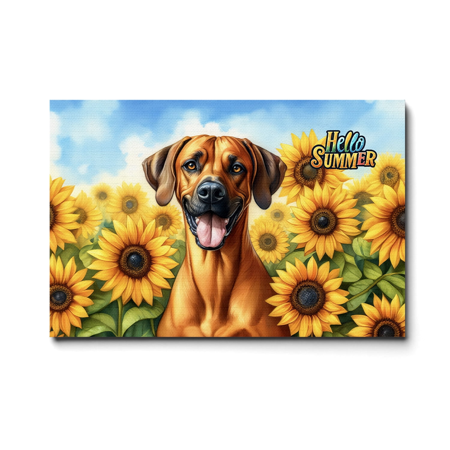Rhodesian Ridgeback Hello Summer Sunshine Sunflowers Spring Retro ...