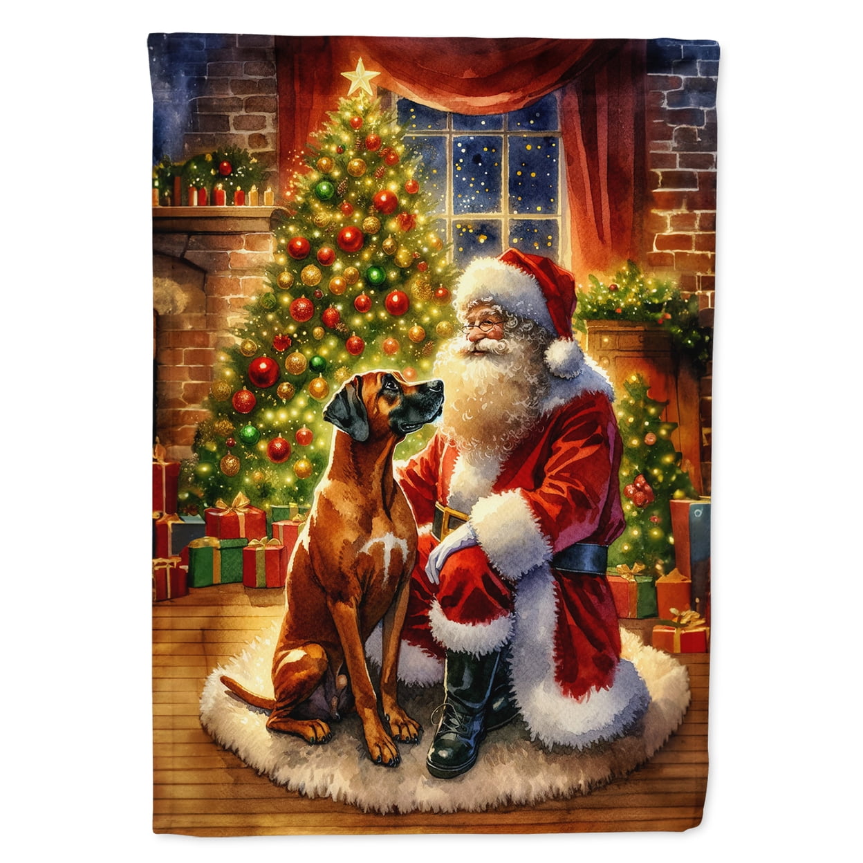 Rhodesian Ridgeback and Santa Claus House Flag - Walmart.com