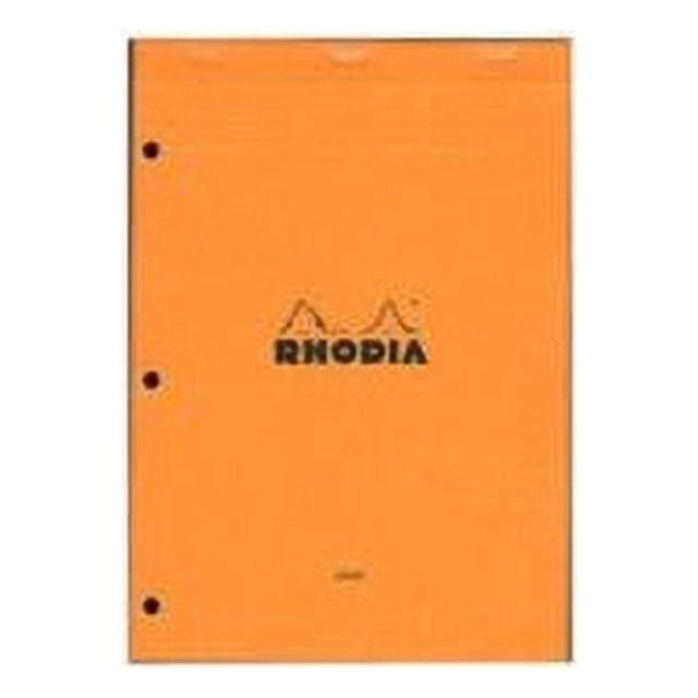 Rhodia Top-Stapled Notepad - Orange, Ruled w/ 3-Hole Punched, 8-1/4" x ...