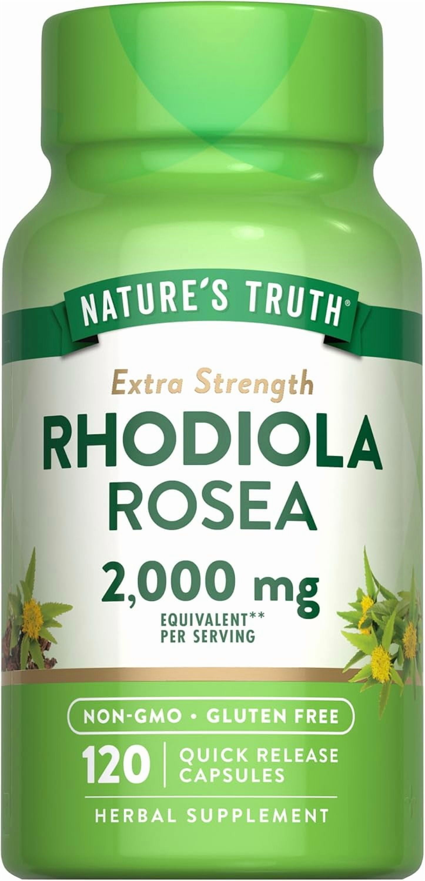 Nature's Truth Rhodiola Rosea 2000mg, 120 Capsules, Adaptogen Herbal ...