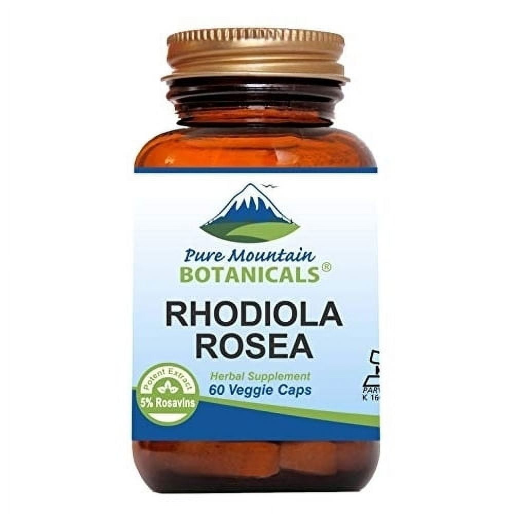 Rhodiola Rosea Capsules Kosher Vegan Herbal Supplements Brown Glass ...