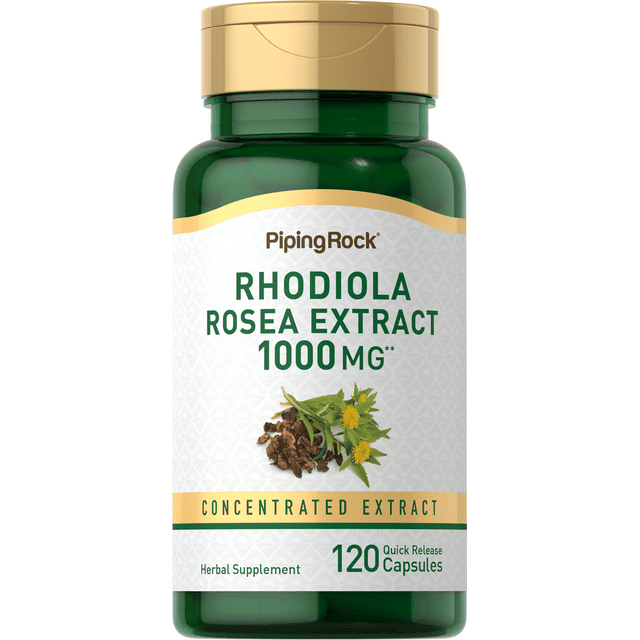 Piping Rock Rhodiola Rosea 1000mg Pills, 120 Count Capsule Supplement ...