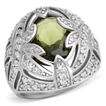 Rhodium Brass Ring with AAA Grade CZ in Multi Color for Women Style ...