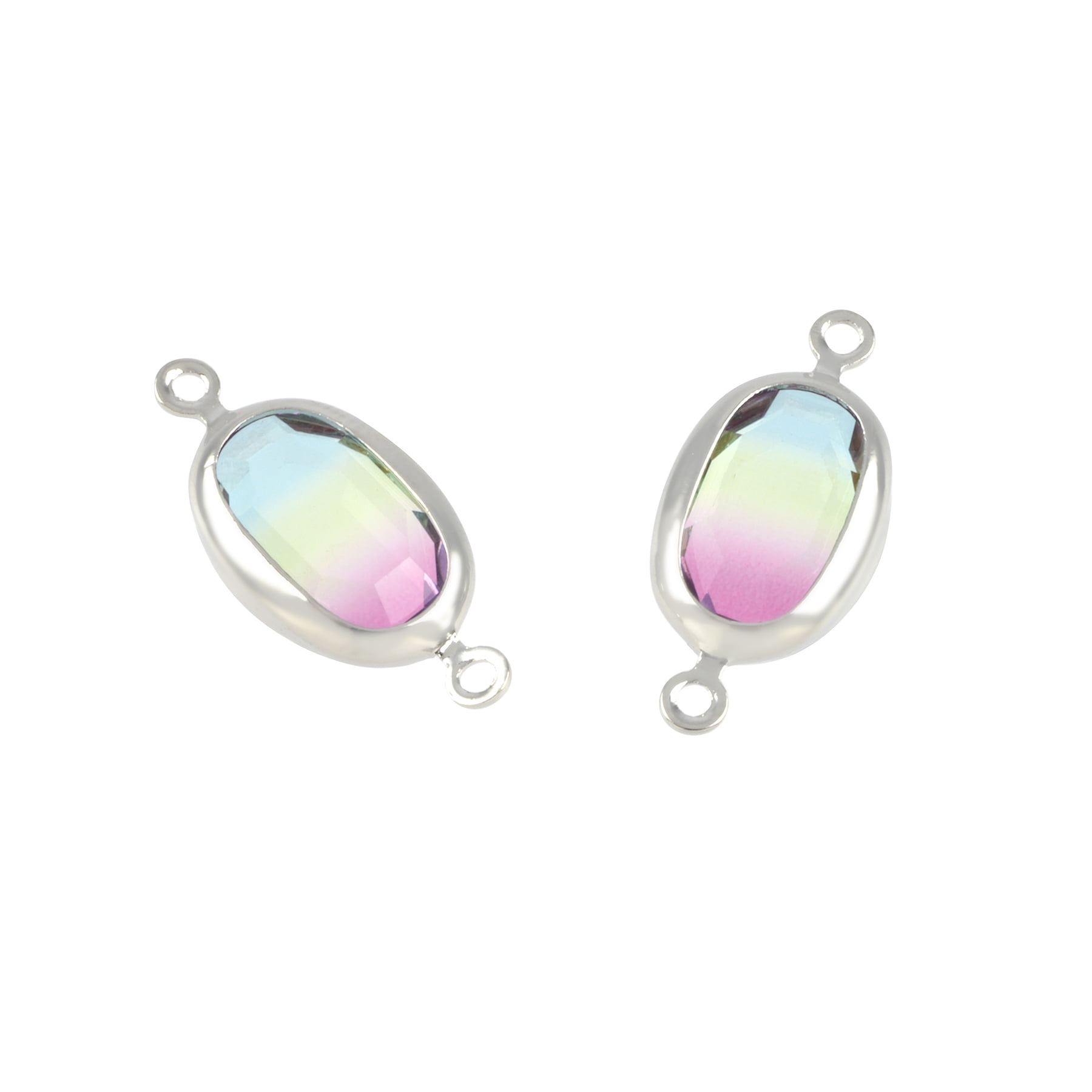 Rhodium & Multicolor Ombre Oval Connectors - 20mm by Bead Landing™ 2pc ...