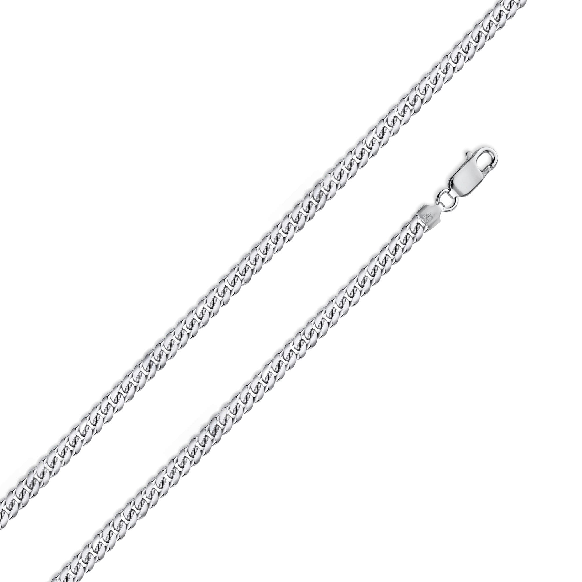Rhodium Plated 925 Sterling Silver Miami Cuban 060 Chain Link 1.9mm ...