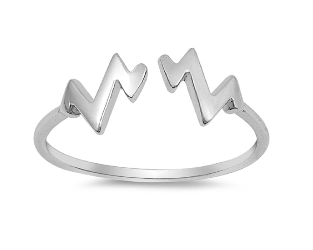 Rhodium Plated Sterling Silver Split Zig Zag Ring - Walmart.com
