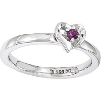 Created Pink Sapphire Sterling Silver Heart Ring - Walmart.com