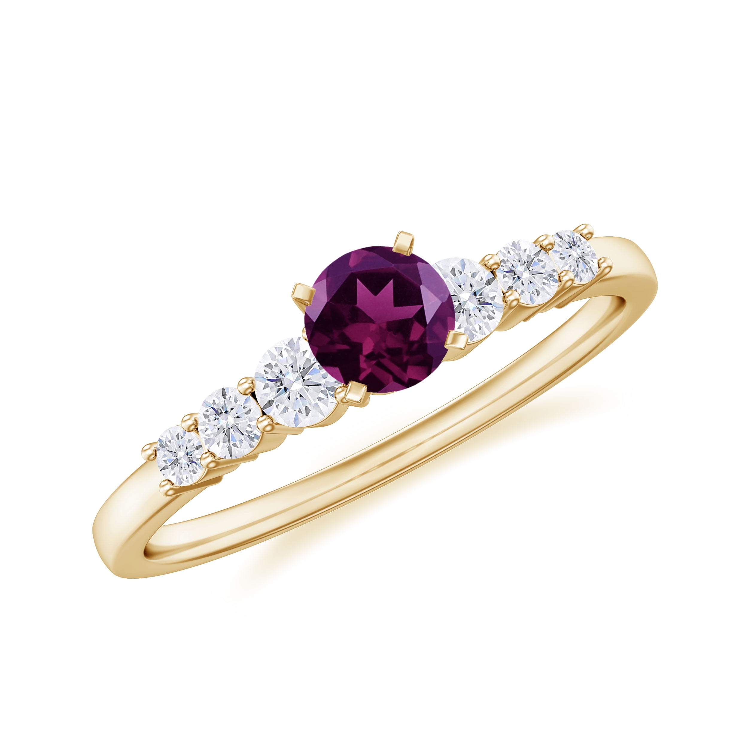 Rosec Jewels Rhodolite Solitaire Ring with Diamond Side Stones ...