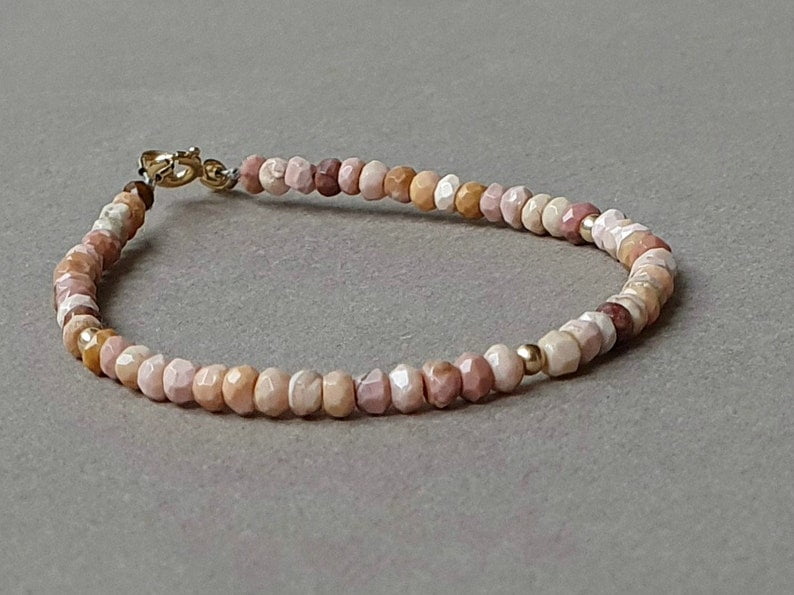 Rhodonite 3-3.5mm Round Shape Faceted Cut Beads 7 inch Silver Plated ...