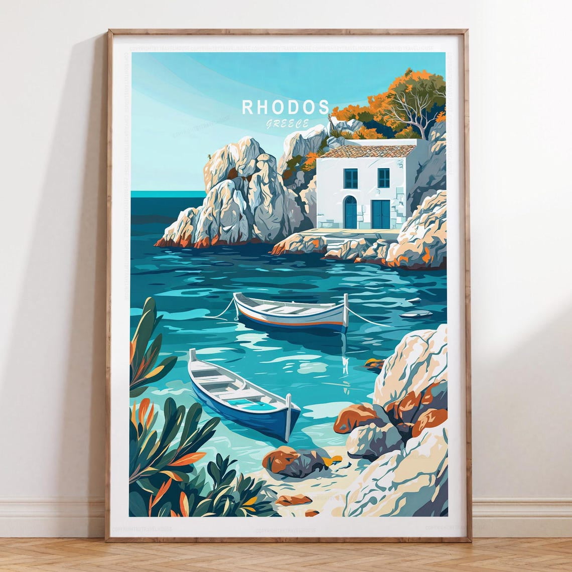 Rhodos Wall Art Print, Greece Travel Print, Rhodos Greece Travel Poster ...