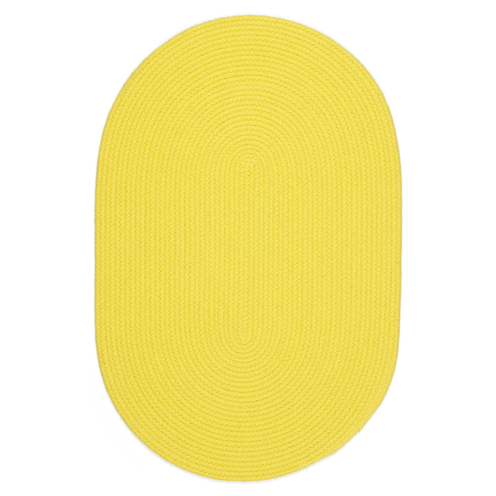 Rhody Rug Happy Braids Solid Yellow Oval Rug - 2 x 4 in. - Yellow ...