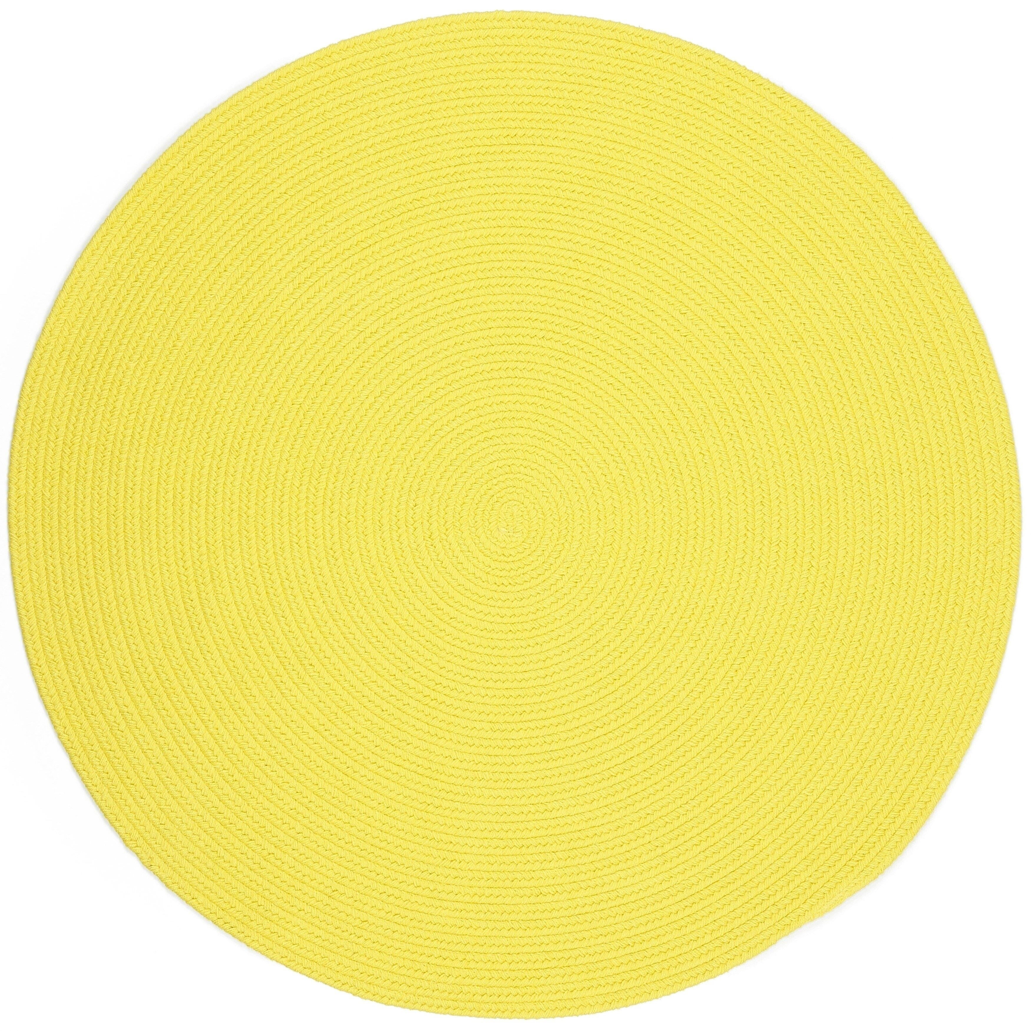 Rhody Rug Happy Feet Indoor/ Outdoor Braided Area Rug Yellow 4' Round ...