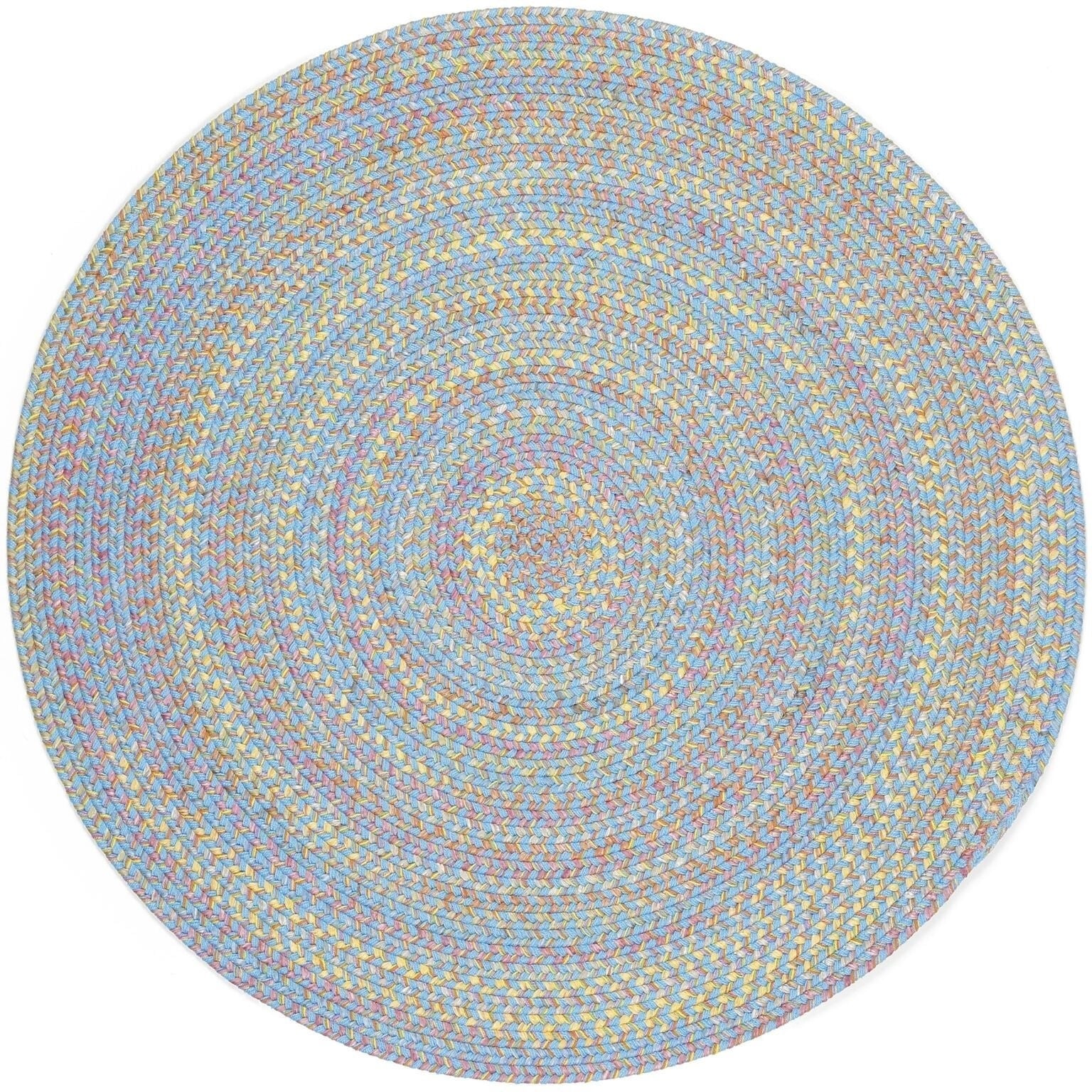 Rhody Rug Playful Indoor/Outdoor Braided Area Rug Aqua Blue 4' Round ...