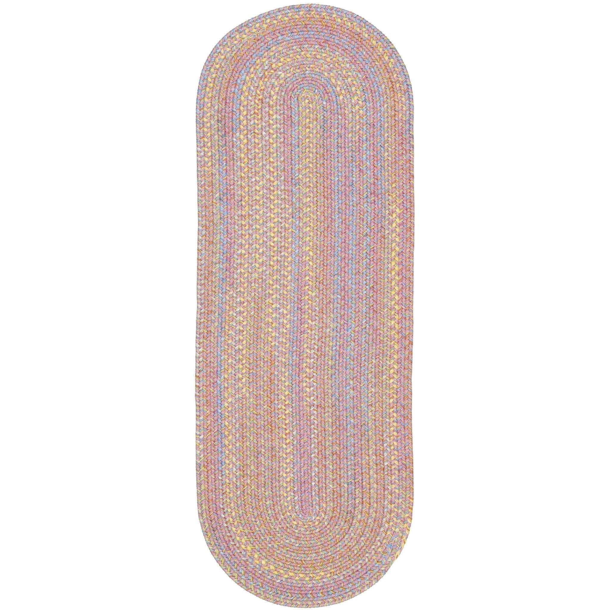 Rhody Rug Playful Indoor/Outdoor Braided Area Rug Pink 2' x 8' Runner ...