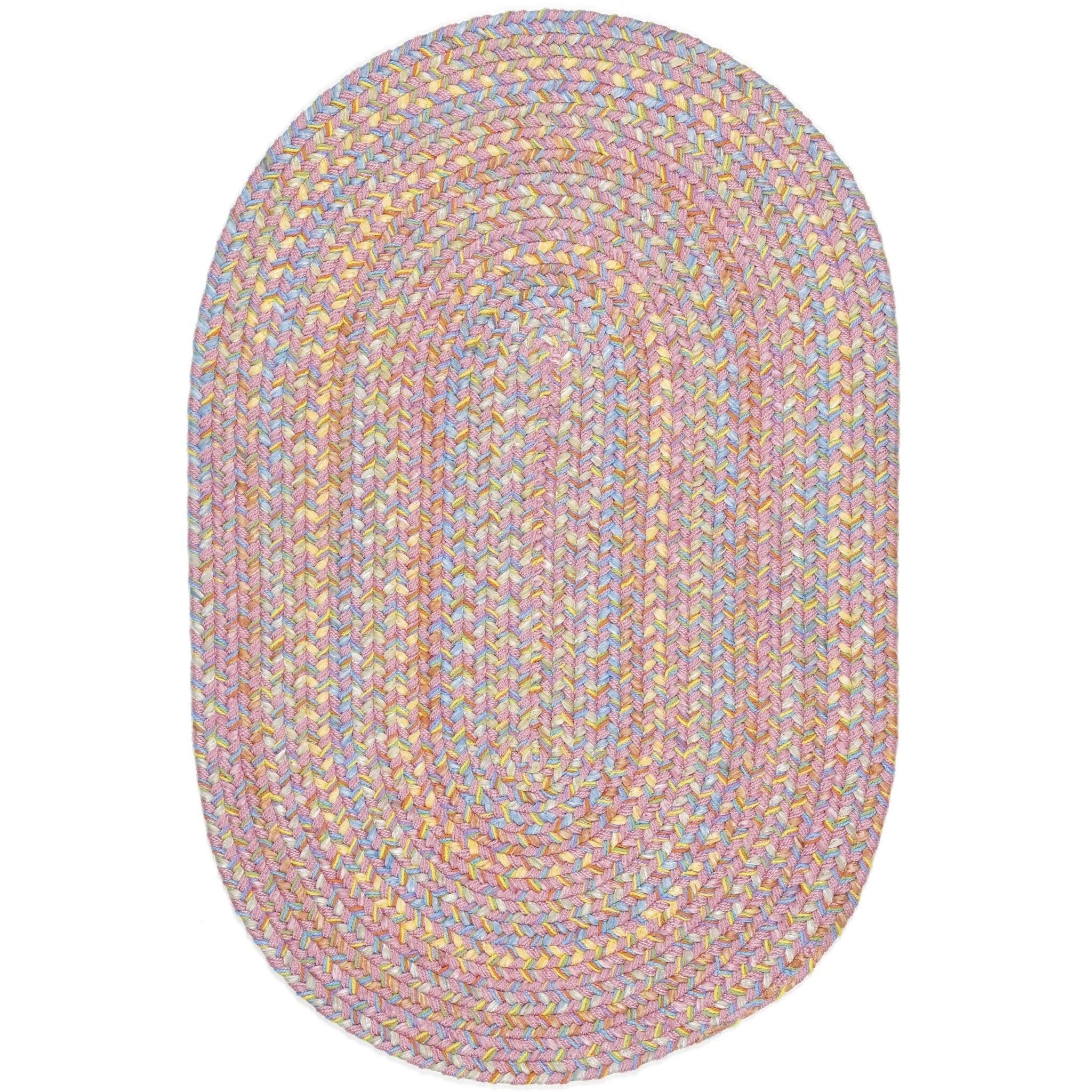 Rhody Rug Playful Indoor/Outdoor Braided Area Rug Pink 8' x11' Oval ...