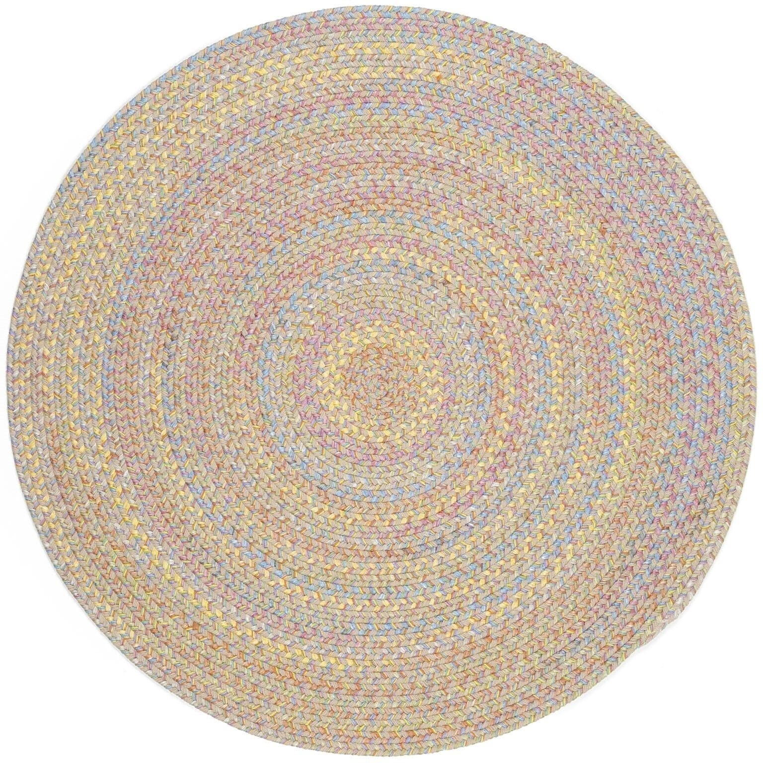 Rhody Rug Playful Indoor/Outdoor Braided Area Rug Sand Beige 4' Round ...