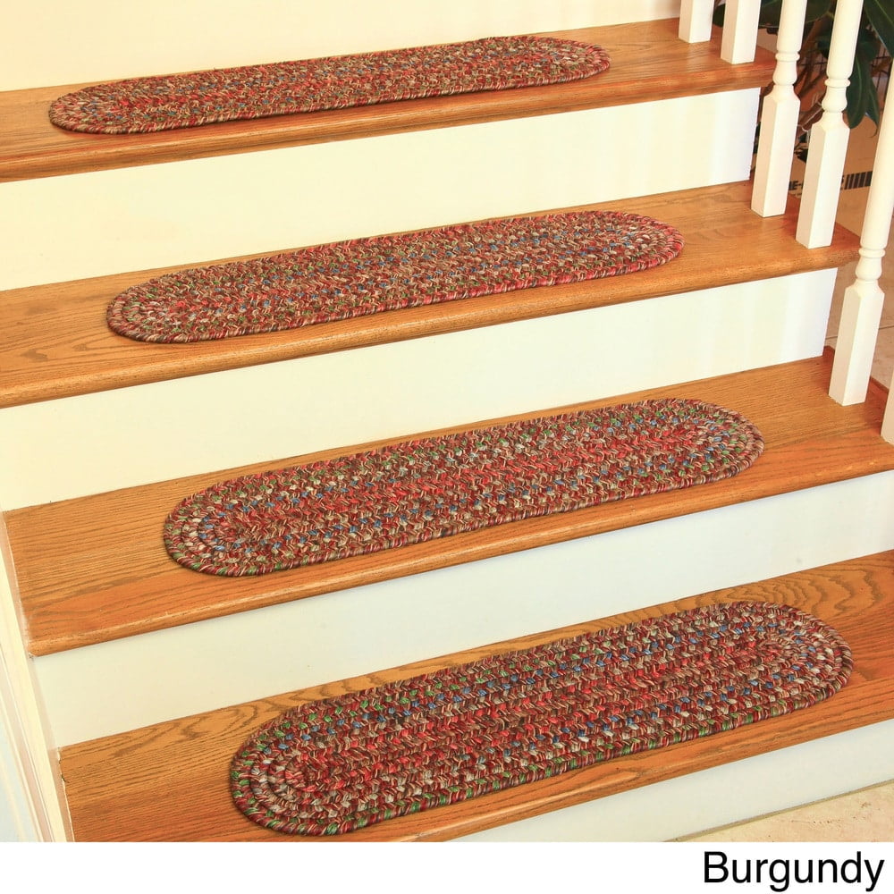 Rhody Rug SO45A008X028-4 Sophia Multi Braided Stair Tread- Burgundy Red ...