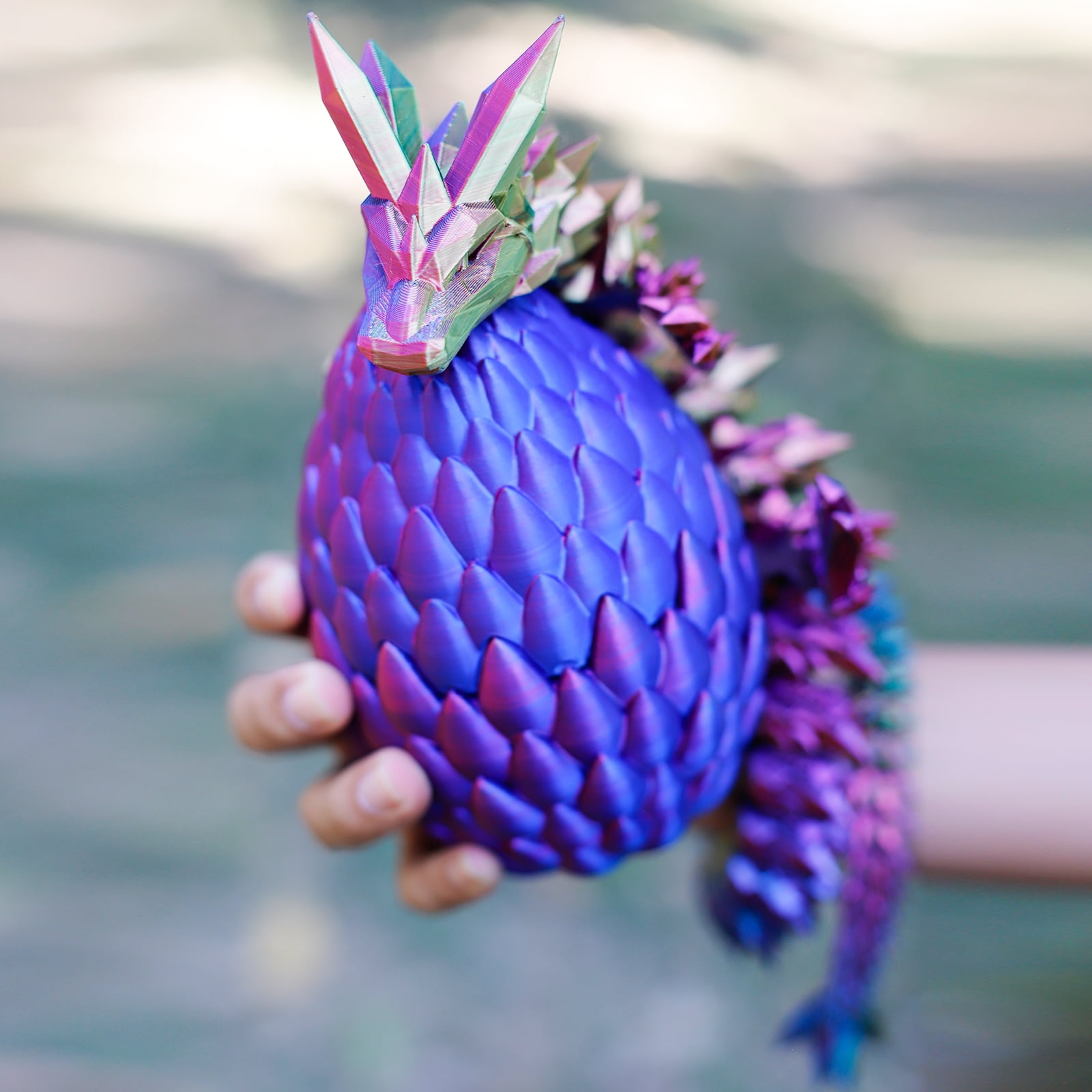 Rhohey 3D Printed Dragon in Egg, Full Articulated Dragon Crystal Dragon ...