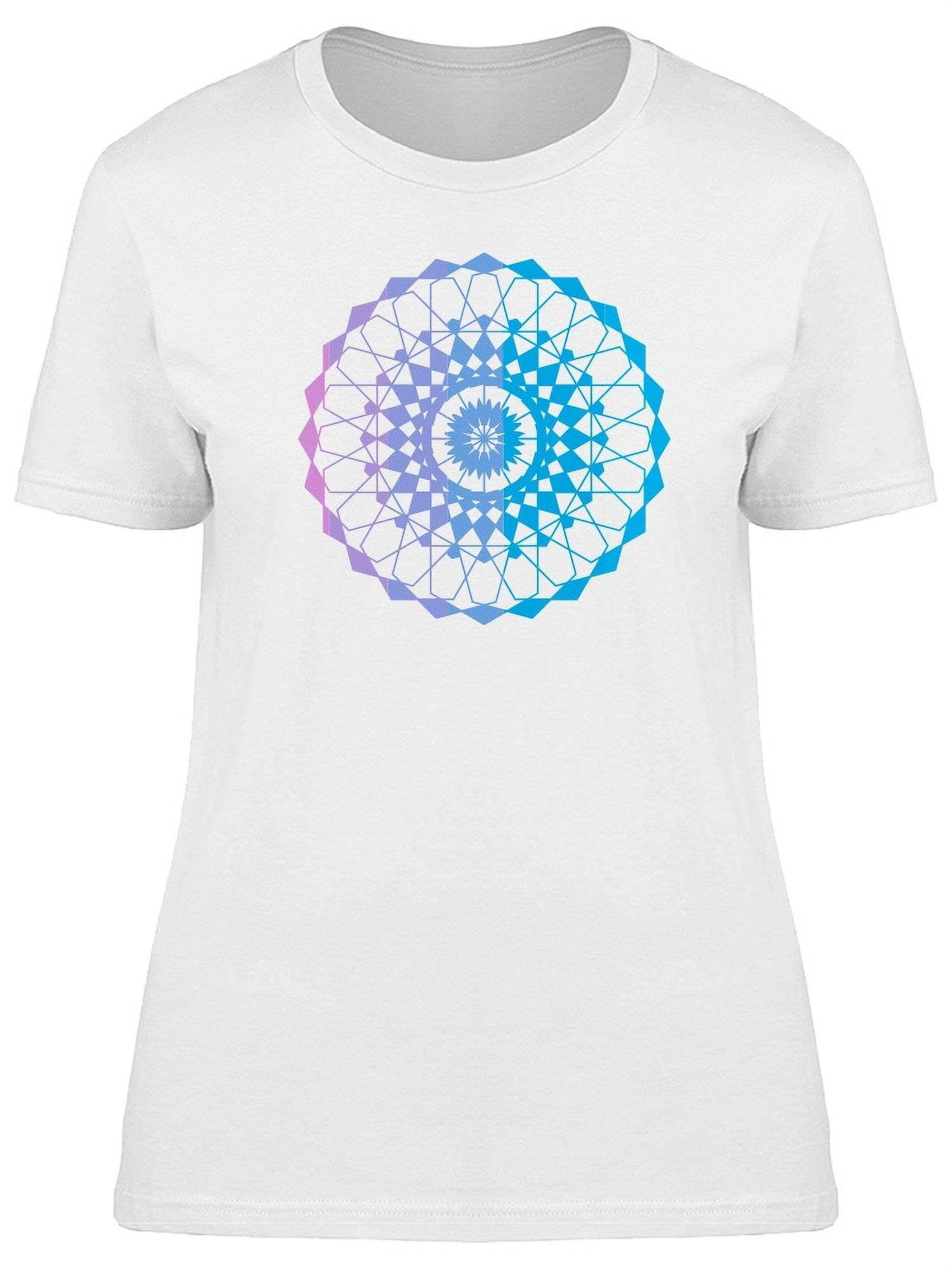 Rhomboid Mandala Blue Gradient T-Shirt Women -Image by Shutterstock ...