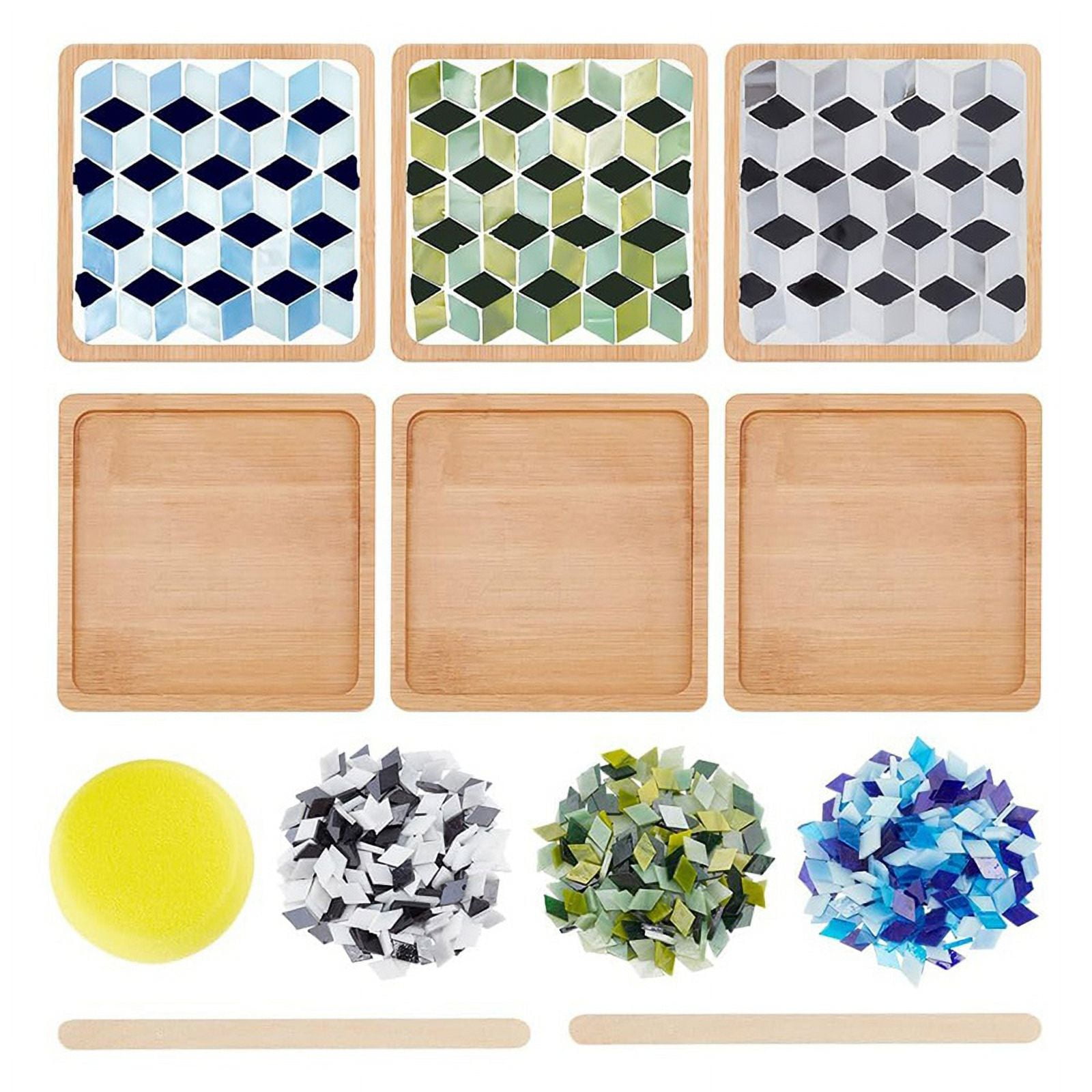 Rhombus Mosaic Tiles Coaster Kit DIY Bamboo Kits Mosaics Making Kit,for ...