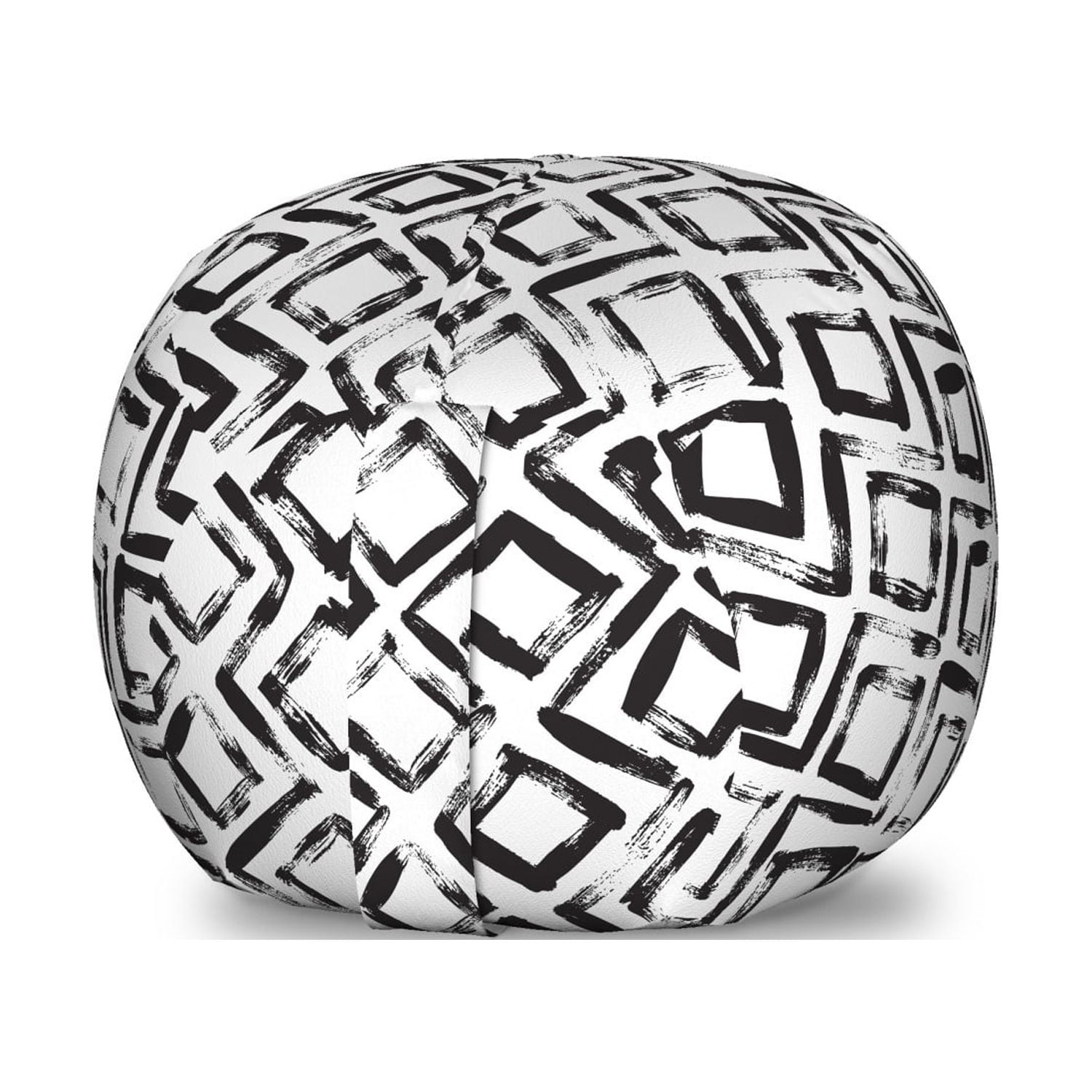 Rhombus Print Storage Toy Bag Chair, Paintbrush Drawn Doodle Style Bold ...