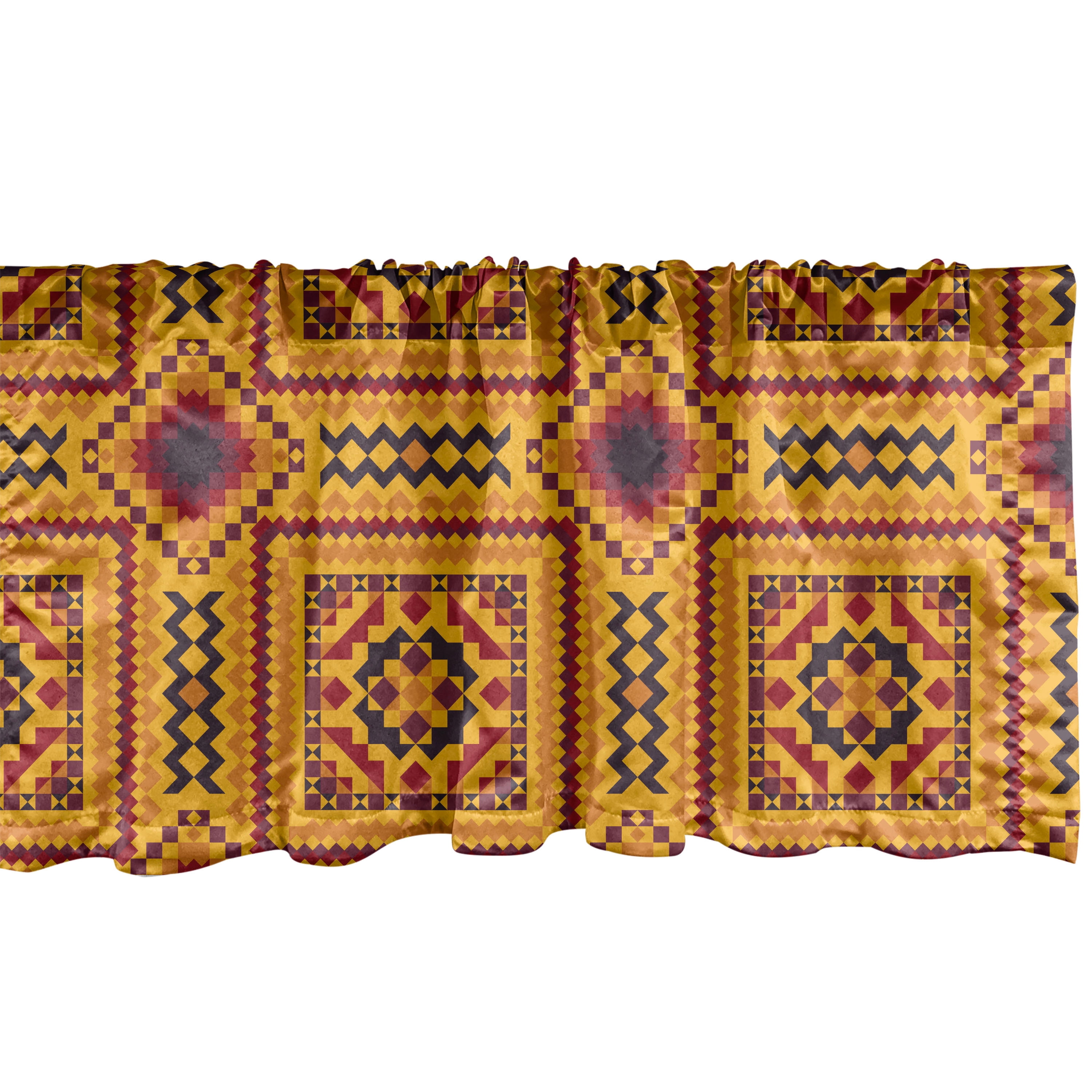 Ambesonne Rhombus Print Valance Pack of 2, Aztec Layout Zigzags, 54"X18 ...