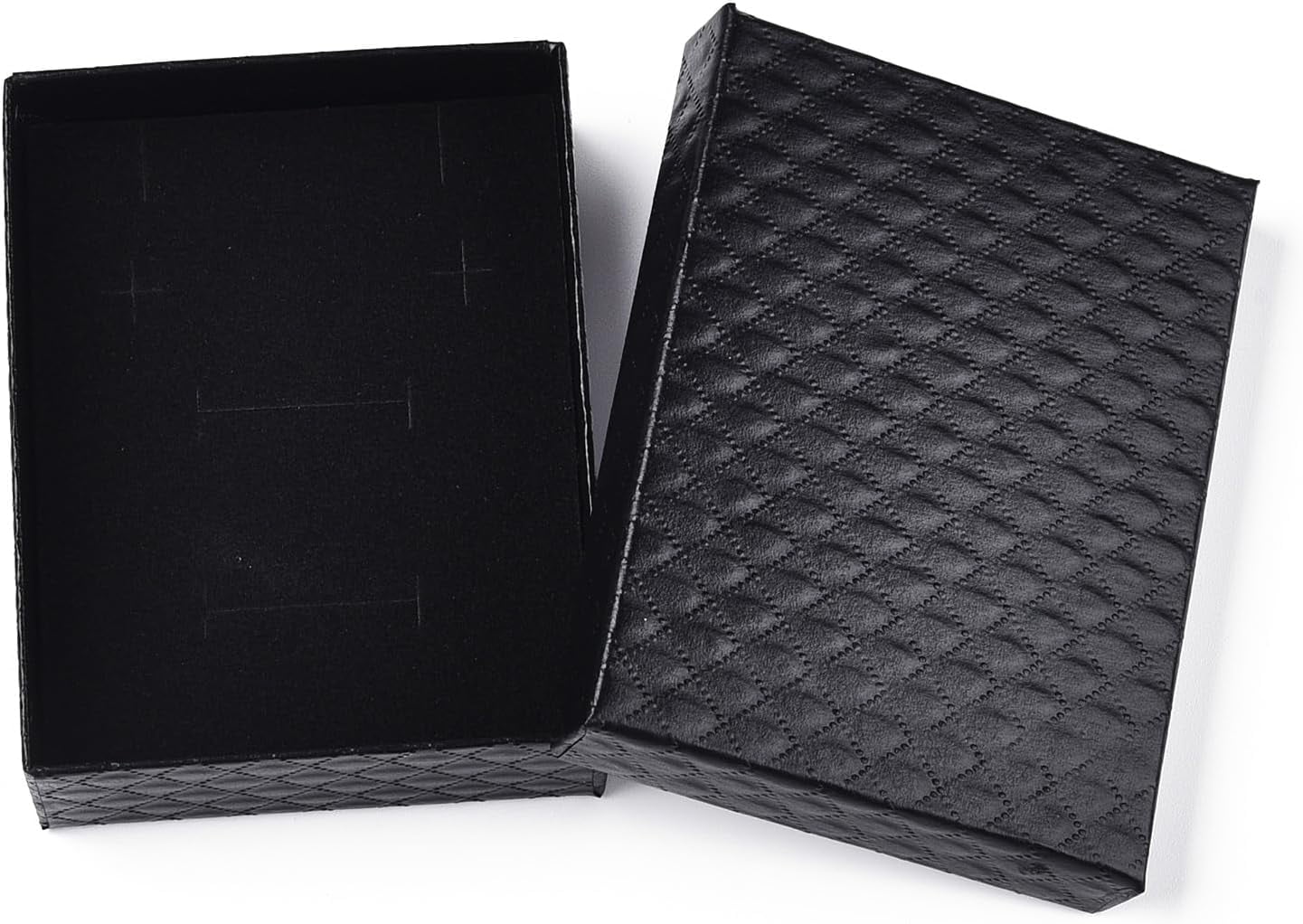 Rhombus Textured Cardboard Jewelry Boxes with Black Sponge for Jewelry Gift Packaging Rectangle ...