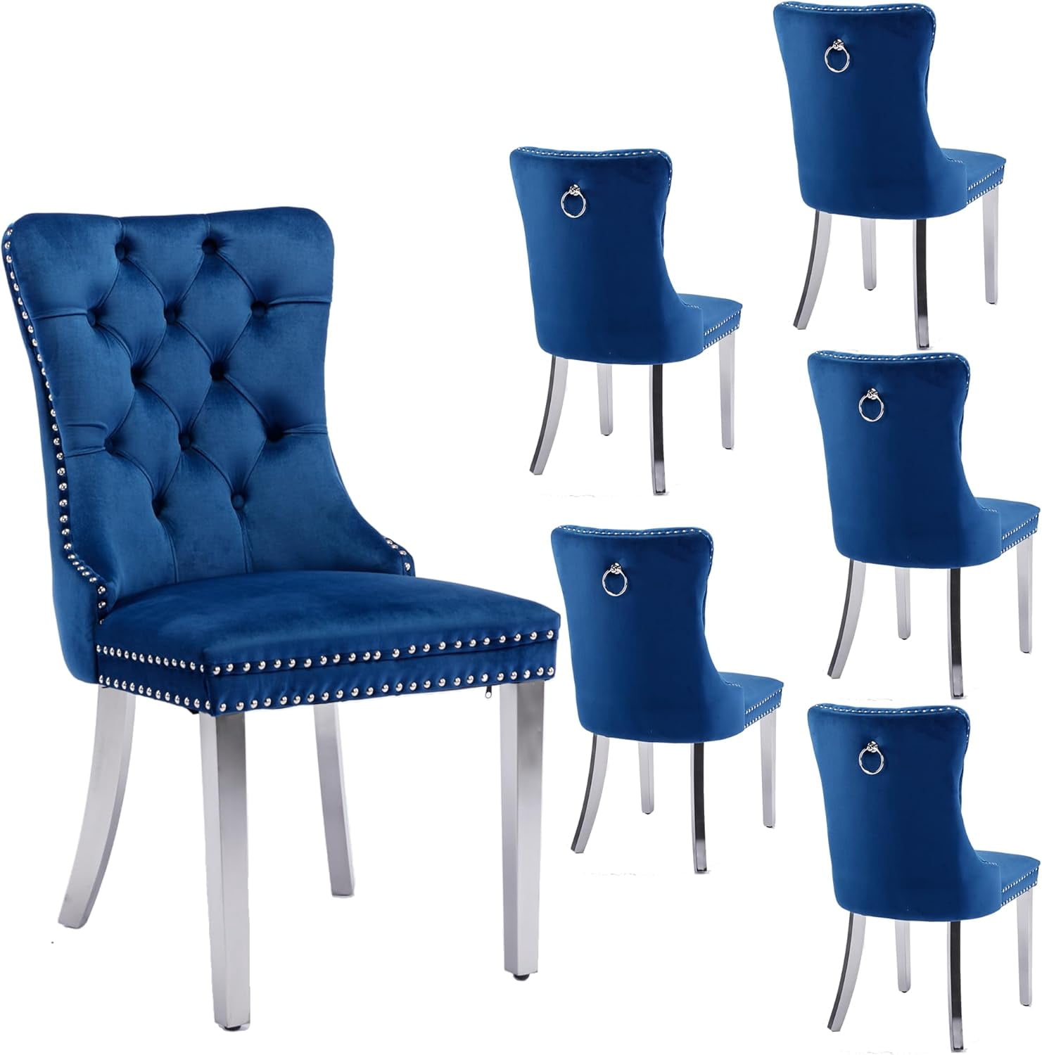 Rhomtree Contemporary Button Tufted Dining Chairs High-end Velvet ...