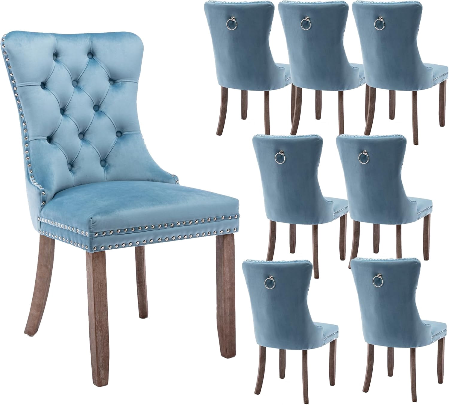 Rhomtree Contemporary Button Tufted Dining Chairs High-end Velvet ...